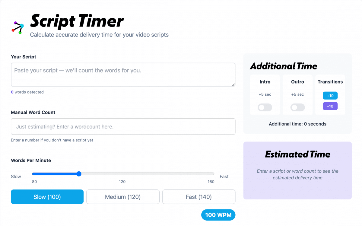 Script Timer | Free Video Script Calculator (2025 Edition) | motifmotion
