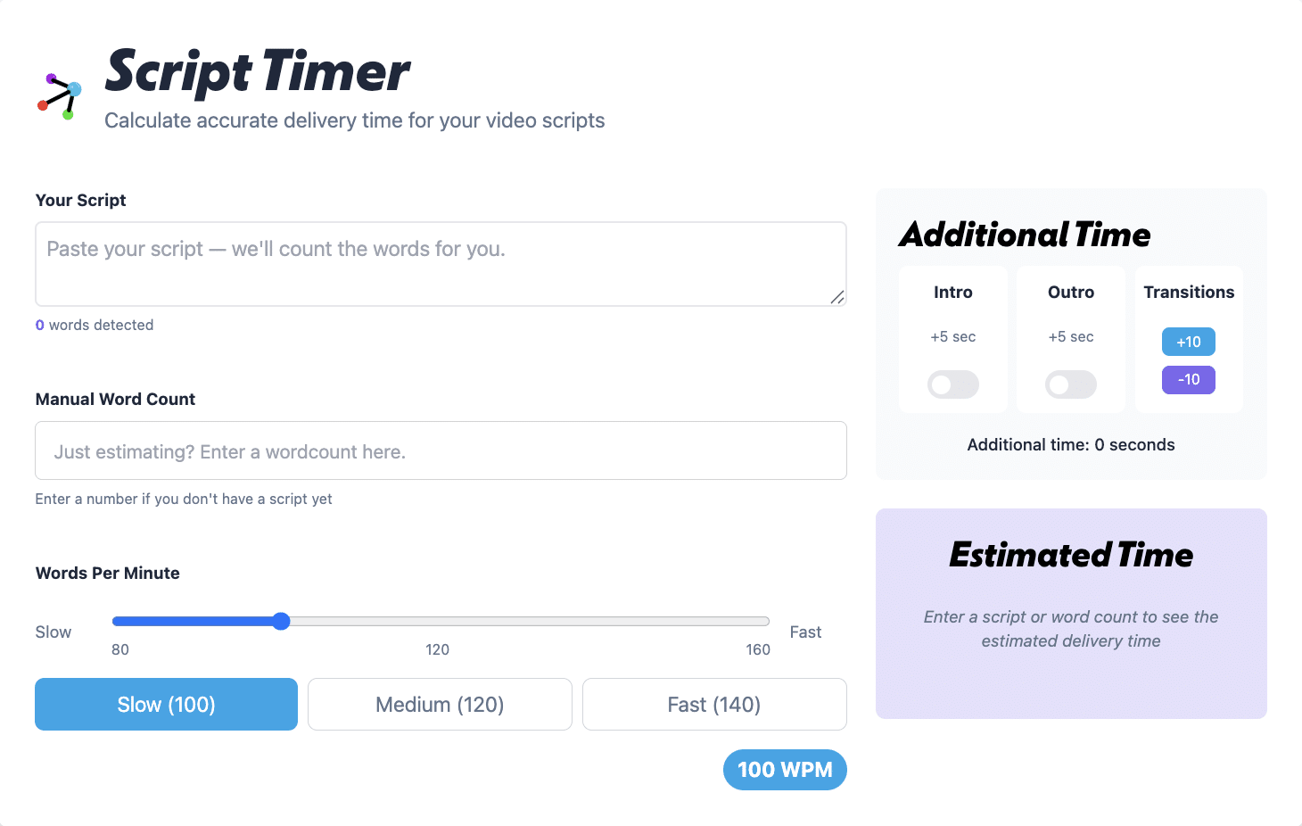 Script Timer | Free Video Script Calculator (2026 Edition) | motifmotion
